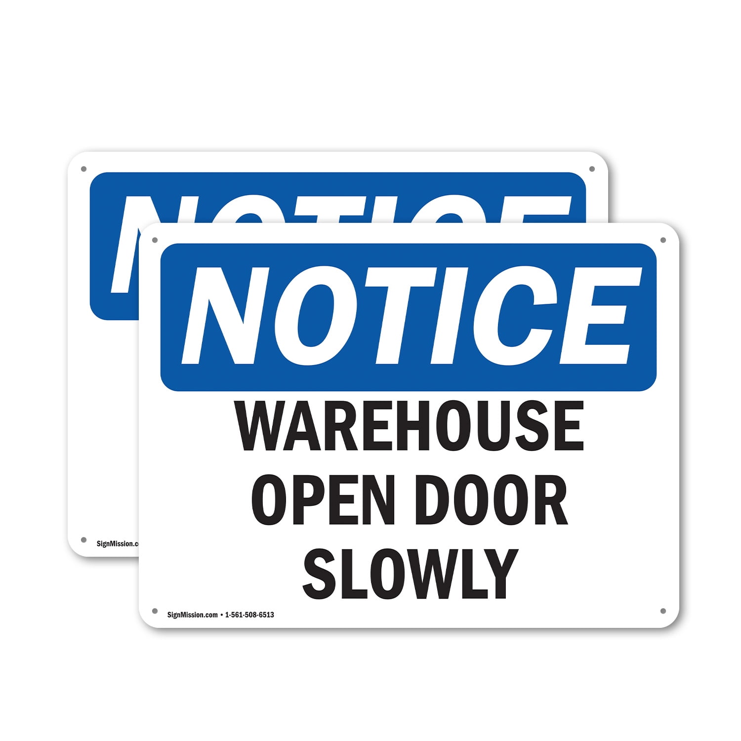 (2 Pack) Warehouse Open Door Slowly OSHA Notice Sign 18 Inch X 12 Inch ...