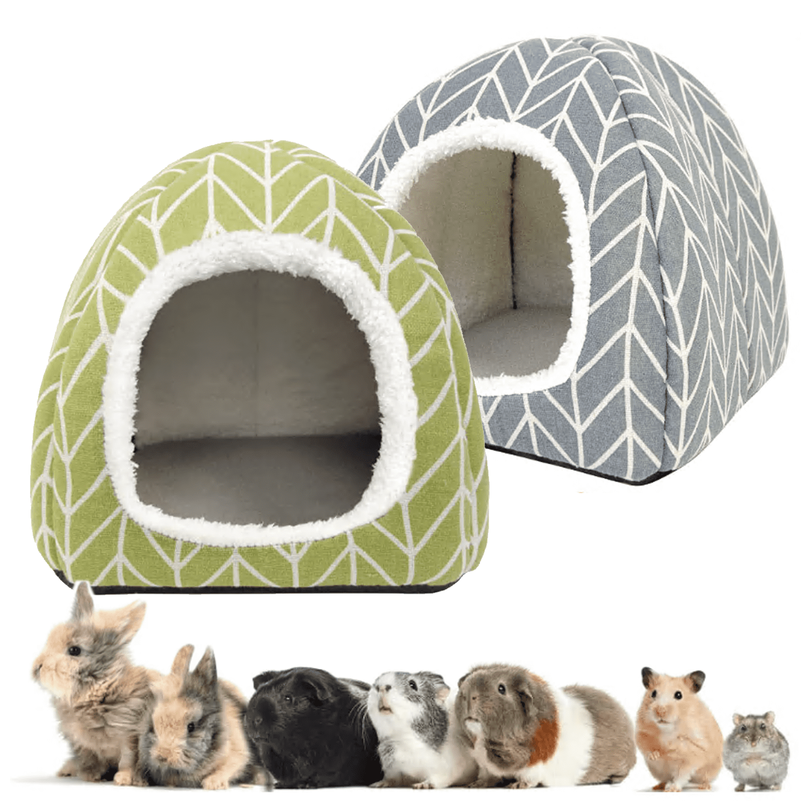 2 Pack Warm Cozy Small Animal Bed Hideout, Soft Plush Pet Cave Washable ...