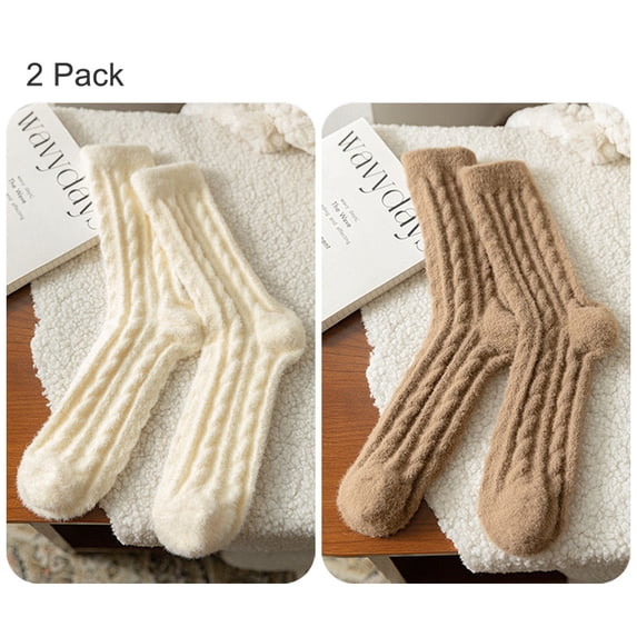 2-Pack Warm Fuzzy Socks for Women, Cozy Fluffy Sleeping Socks for Men ...