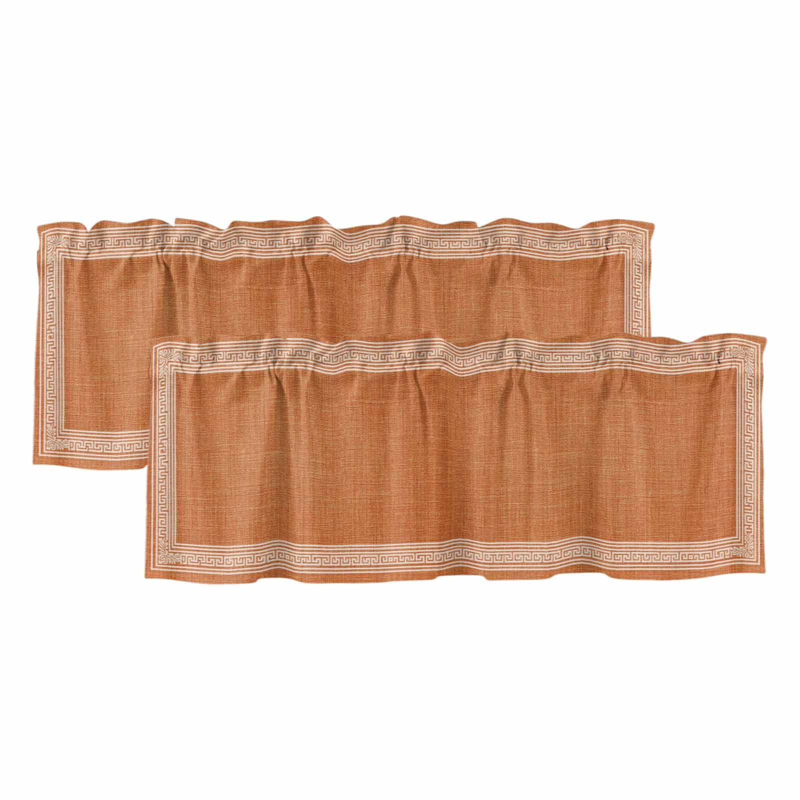 2 Pack Warm Orange Retro Greek Key Valances for Windows Bedroom Living ...