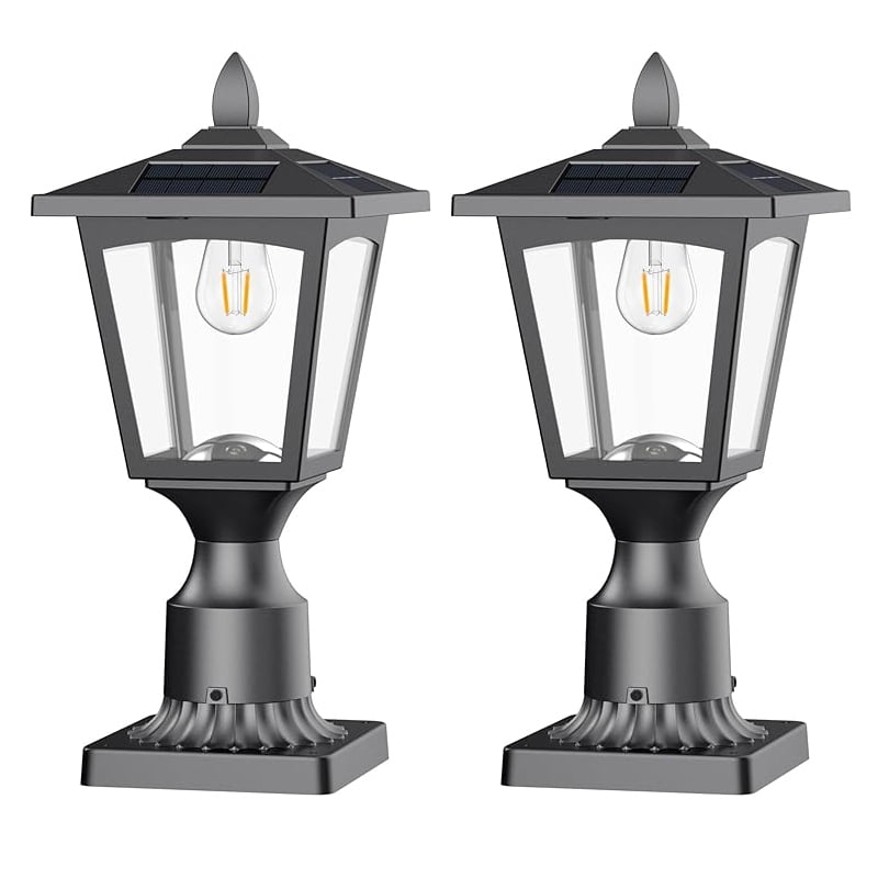 2 Pack Warm White Solar Lamp Post Lights Outdoor – Dusk to Dawn ...