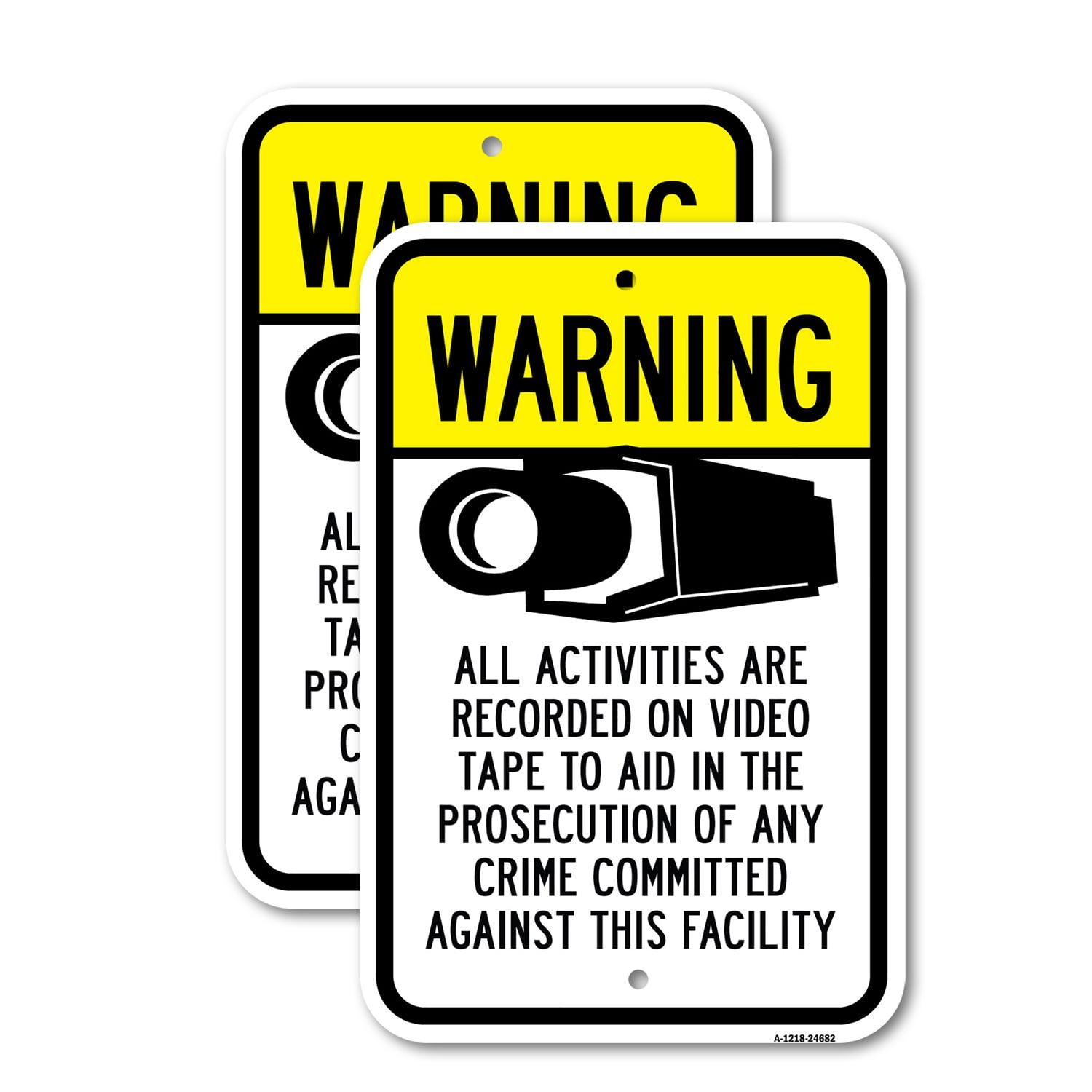 (2 Pack) Warning Activities Are Recorded On Video To Aid Pr | 18" X 24 ...