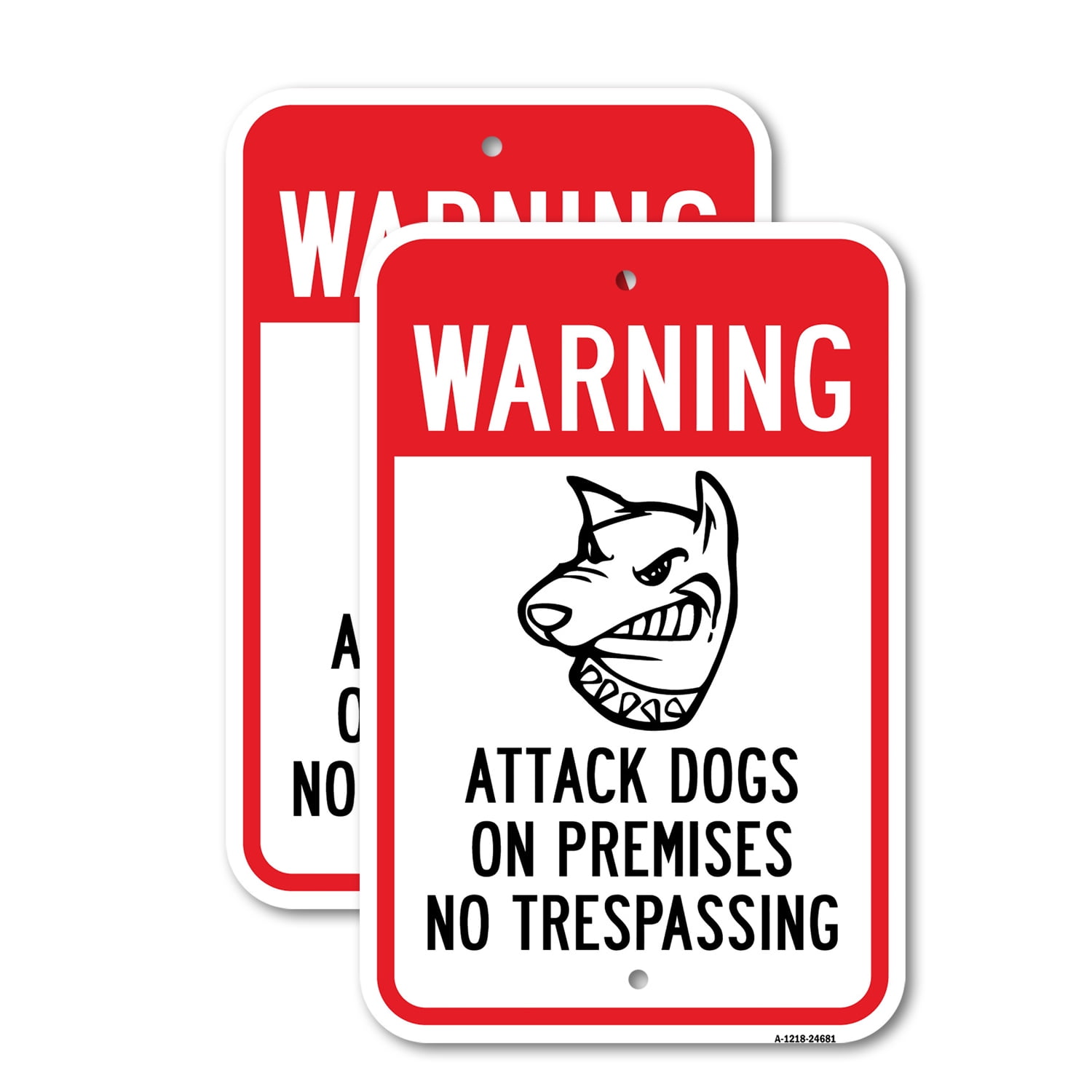 (2 Pack) Warning Attack Dogs On Premises No Trespassing 1 | 12" X 18 ...