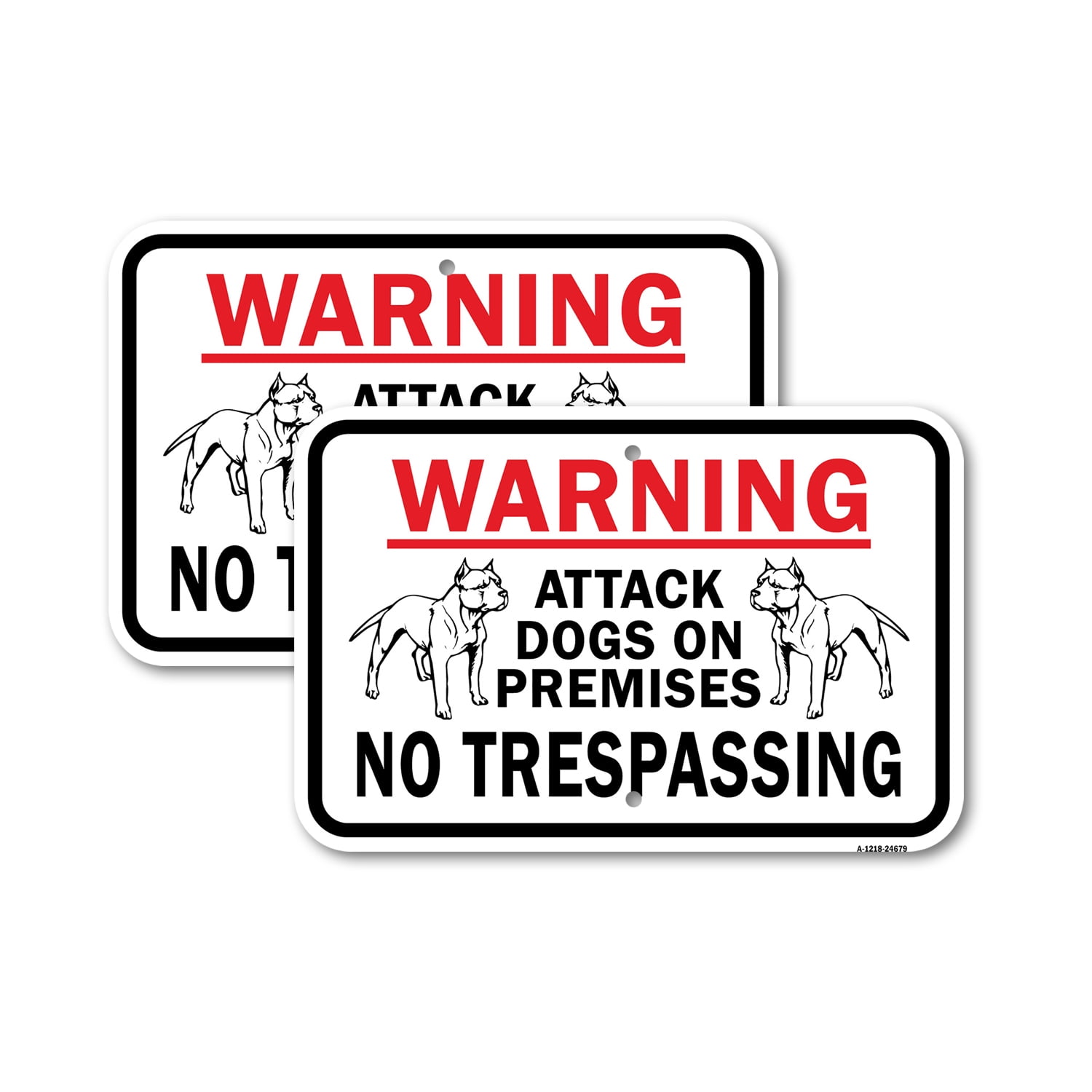 (2 Pack) Warning Attack Dogs On Premises No Trespassing | 18" X 24 ...