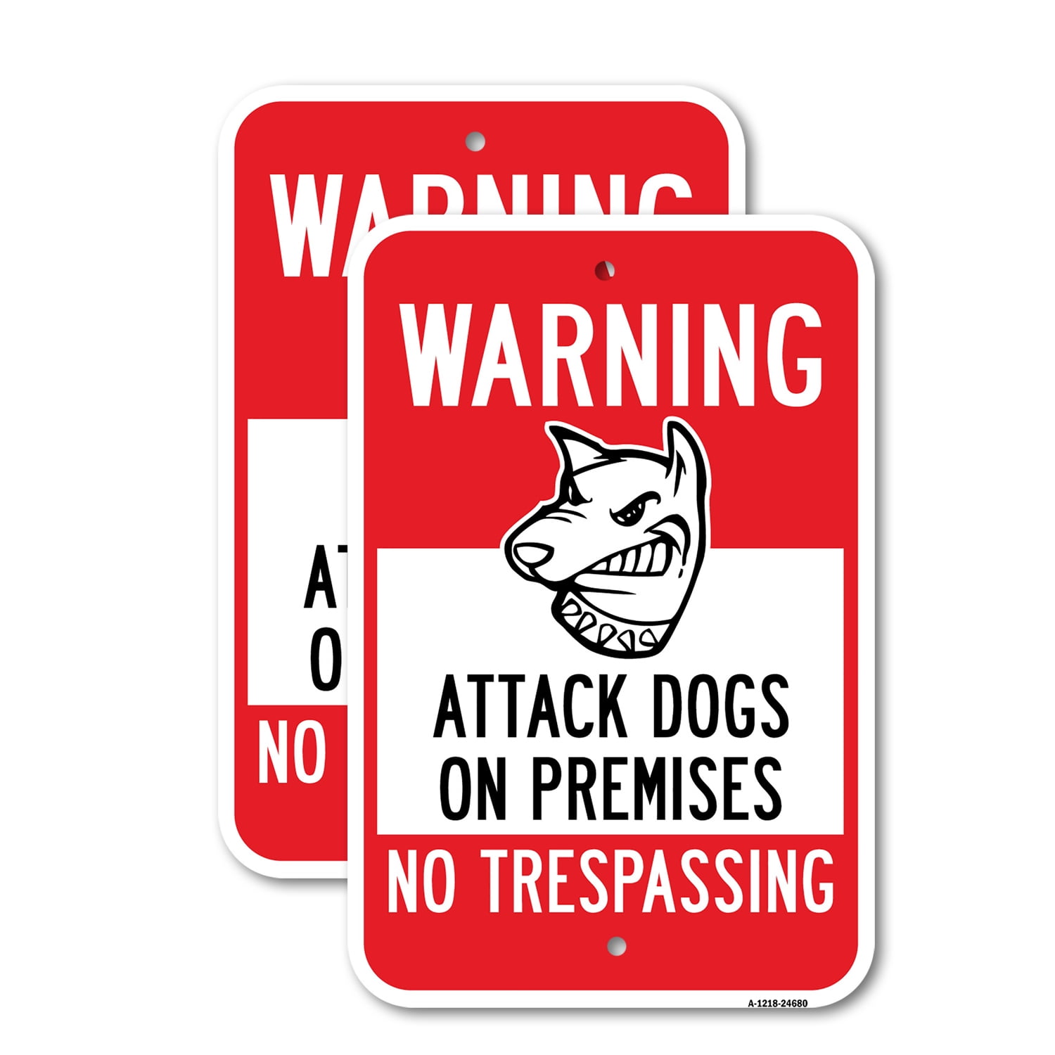 (2 Pack) Warning Attack Dogs On Premises No Trespassing 2 | 12" X 18 ...