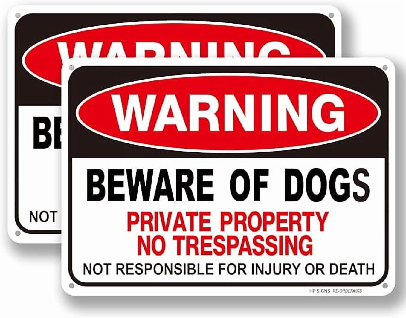 2 Pack Warning Beware of Dog Bilingual Sign 12