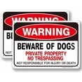 2 Pack Warning Beware of Dog Bilingual Sign 12