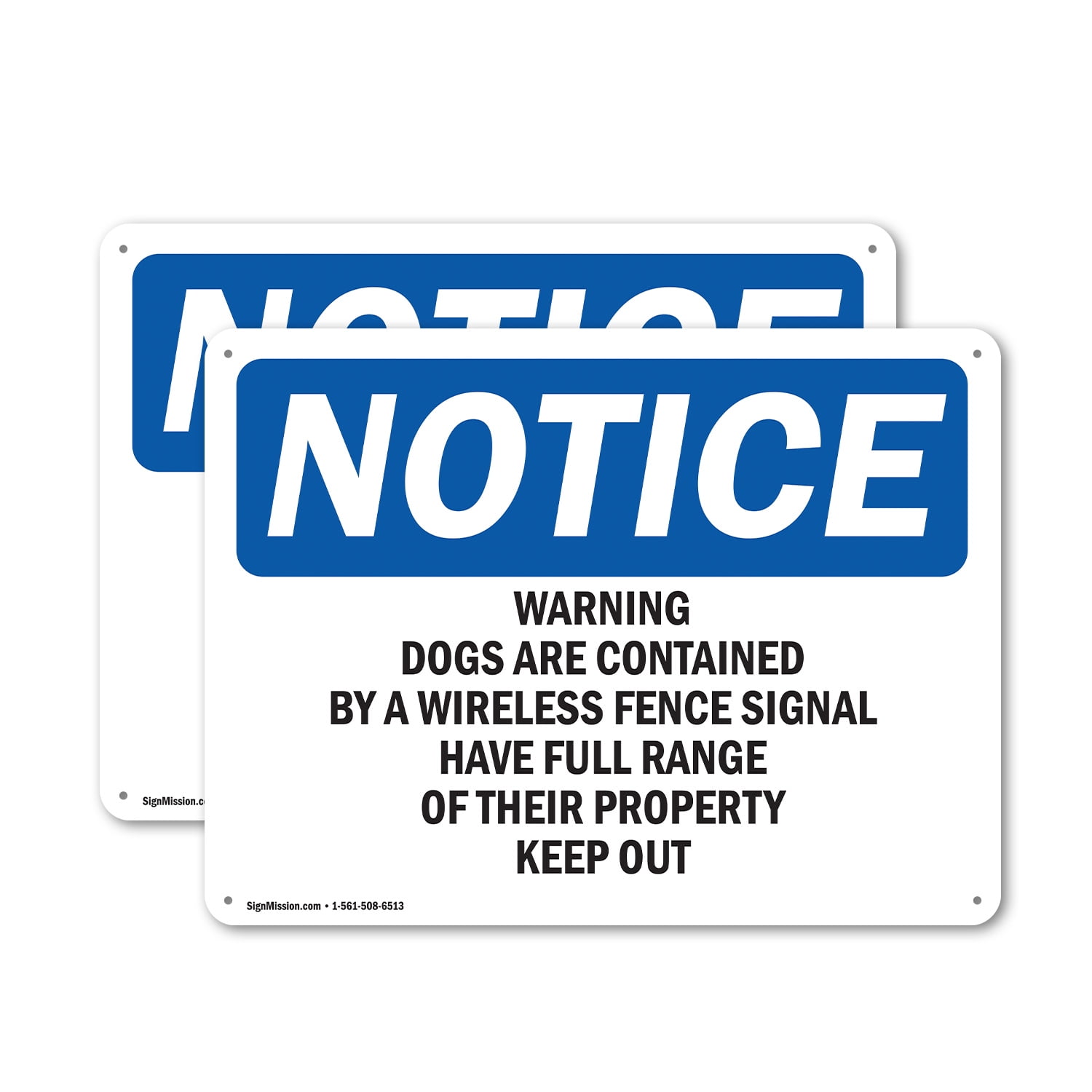 (2 Pack) Warning Dogs Are Contained By A Wireless OSHA Notice Sign 18 ...