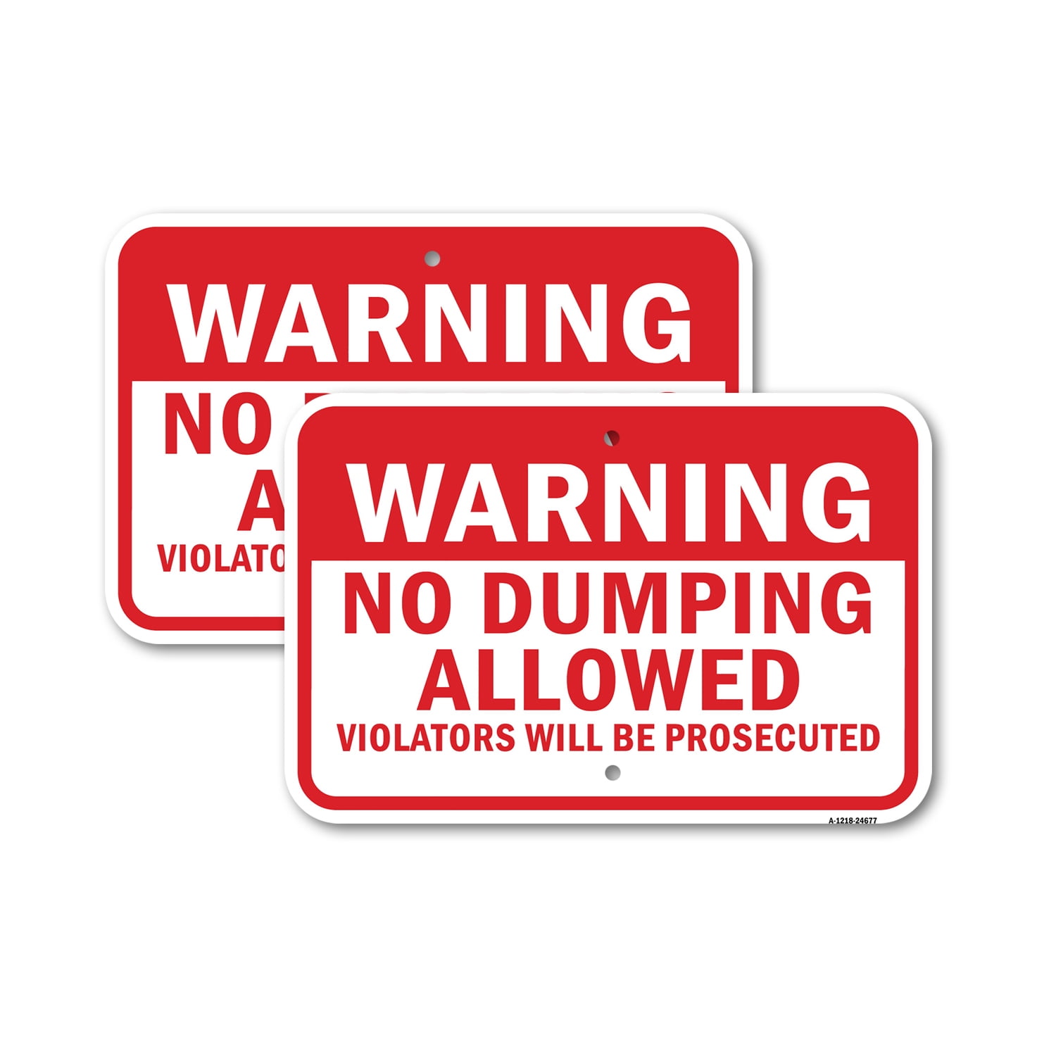 (2 Pack) Warning No Dumping Allowed Violators Will Be Prose | 12" X 18 ...