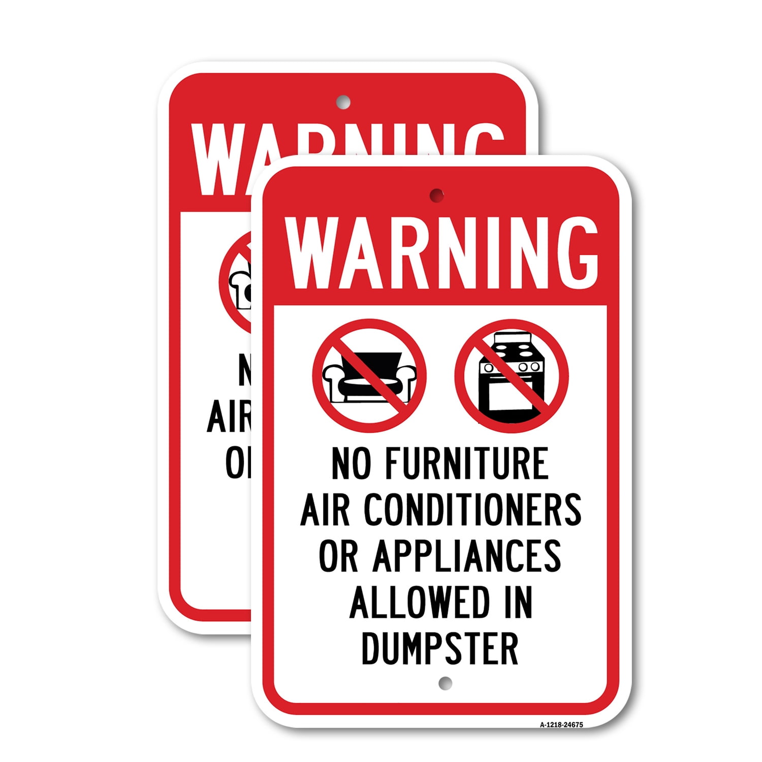 (2 Pack) Warning No Furniture Air Conditioners Or Appliance | 18" X 24 ...