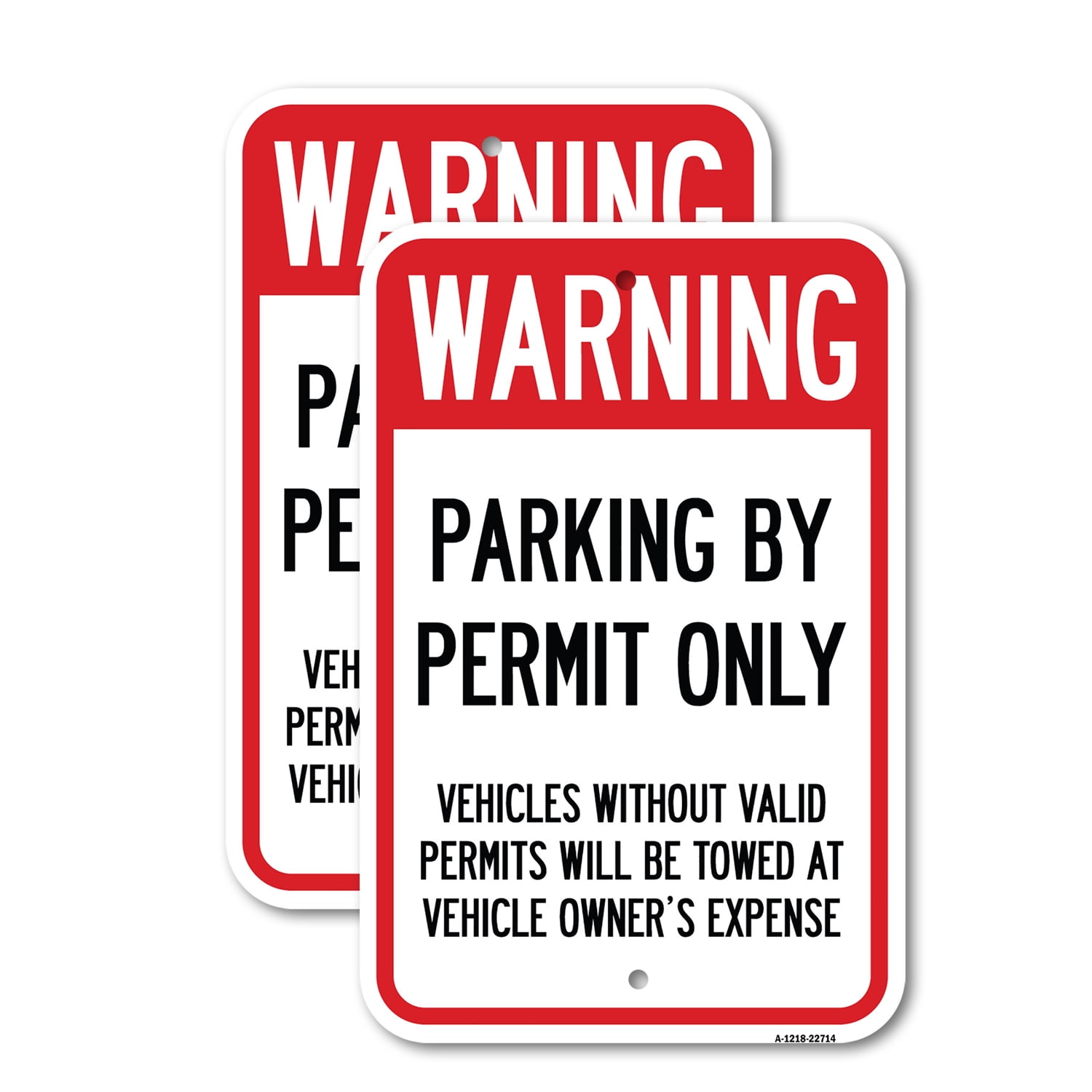 (2 Pack) Warning Parking by Permit Only Vehicles Without Valid Permits ...