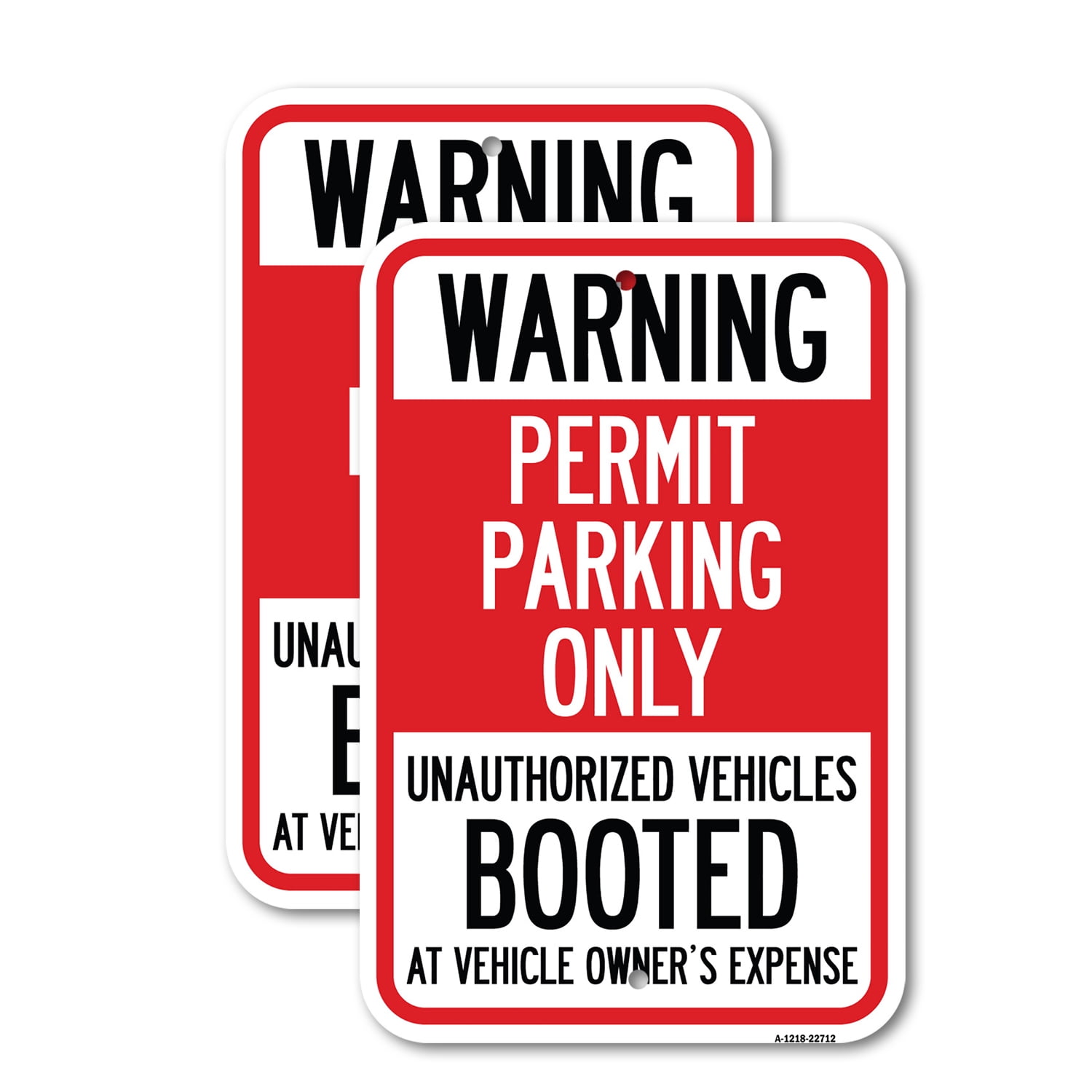 (2 Pack) Warning Permit Parking Only Unauthorized Vehicles Booted at ...