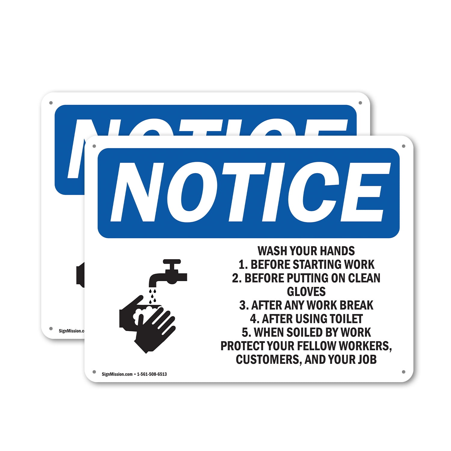 (2 Pack) Wash Your Hands 1. Before Starting OSHA Notice Sign 24 Inch X ...