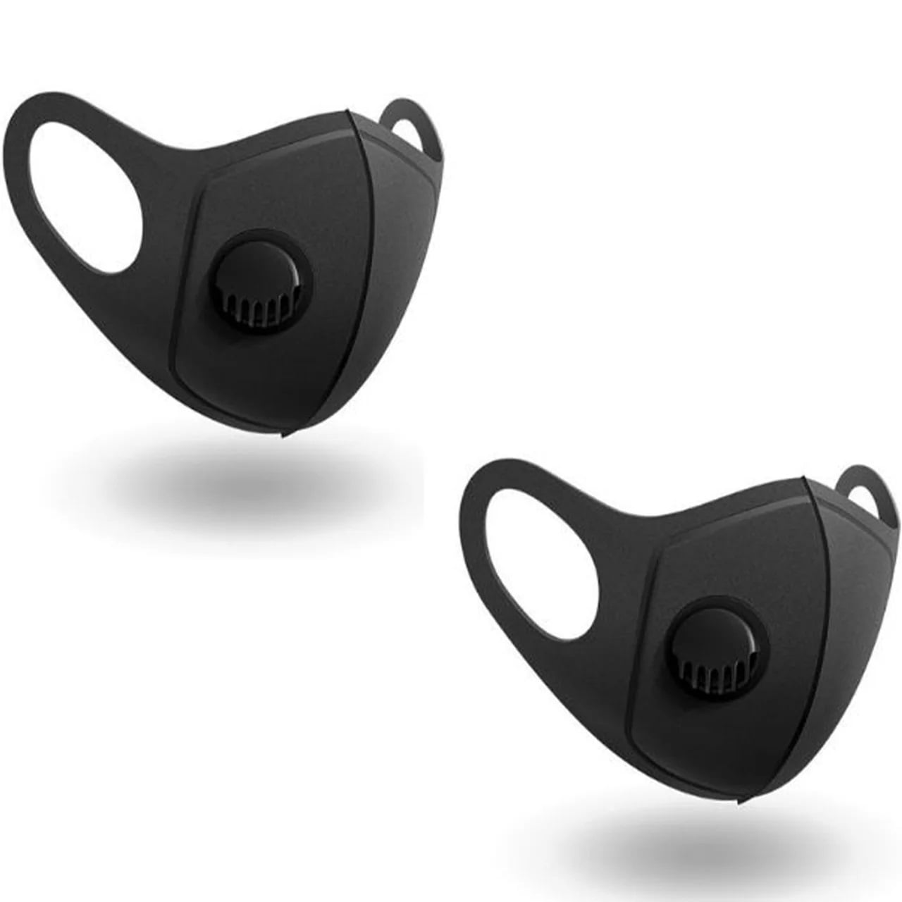 2 Pack Washable Black Face Cover with Breathing Valve and Widening Ear ...