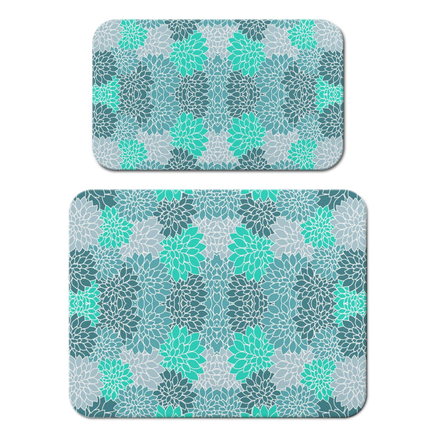2 Pack Washable Rubber Bohemian Vintage Floral Dish Drying Mats for ...