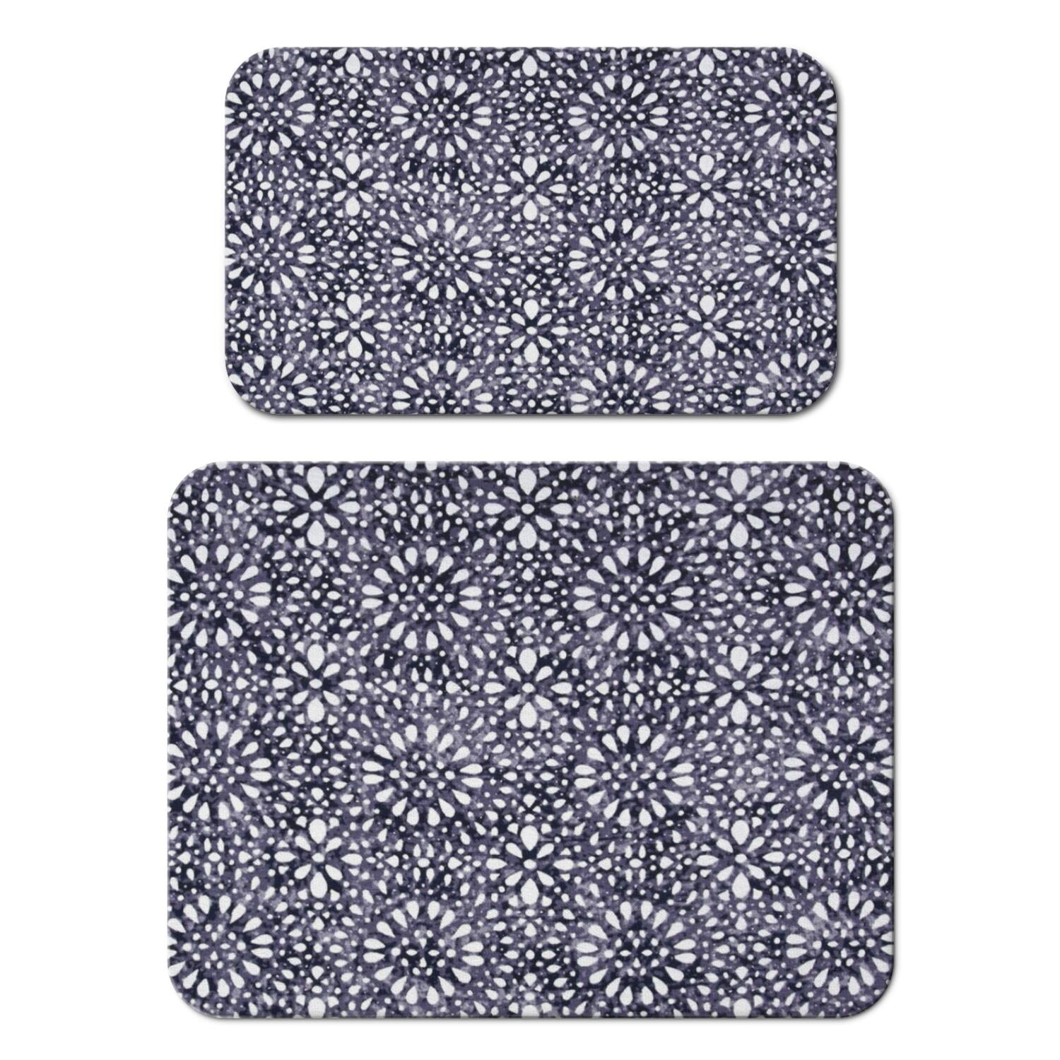 2 Pack Washable Rubber Bohemian Vintage Floral Dish Drying Mats for ...