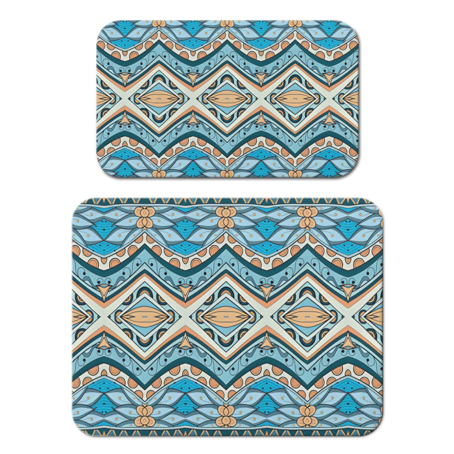 2 Pack Washable Rubber Bohemian Vintage Floral Dish Drying Mats for ...