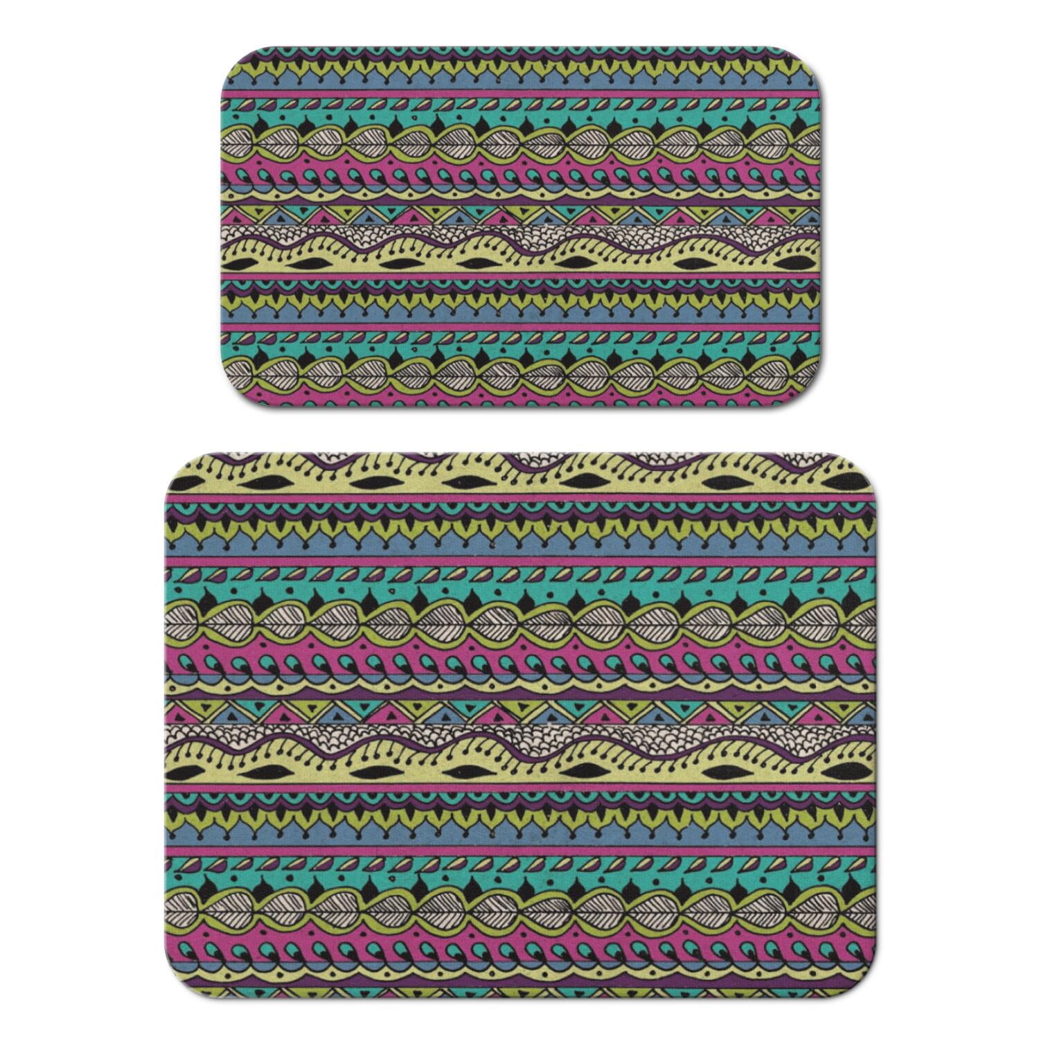 2 Pack Washable Rubber Bohemian Vintage Floral Dish Drying Mats for ...