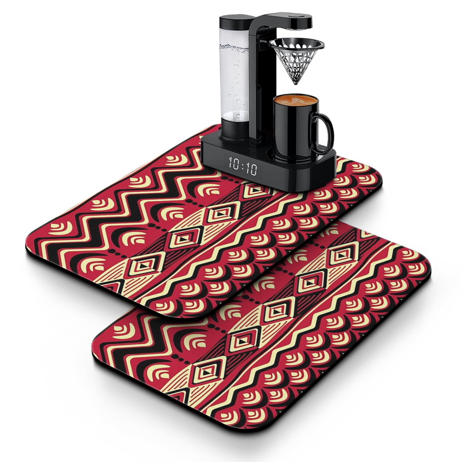 2 Pack Washable Rubber Bohemian Vintage Floral Dish Drying Mats for ...