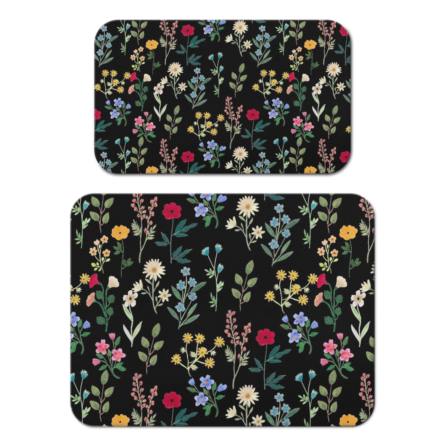 2 Pack Washable Rubber Leaves Multicolored Flower Dish Drying Mats for ...