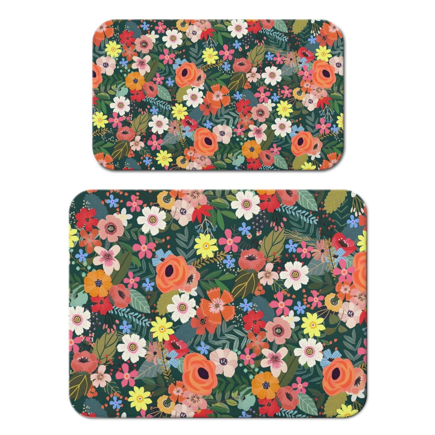2 Pack Washable Rubber Leaves Multicolored Flower Dish Drying Mats for ...