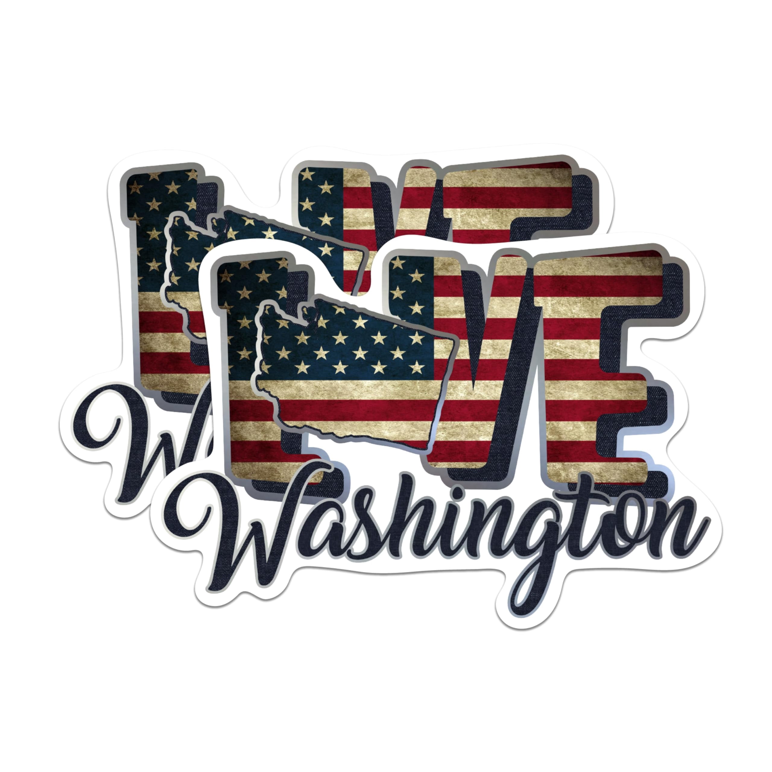 (2 Pack) Washington Love State Stickers - WA State USA Flag - Choose ...