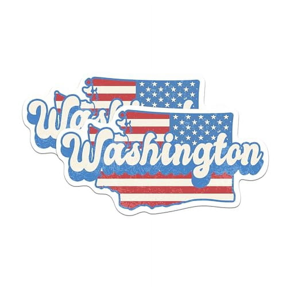 (2 Pack) Washington State Outline Stickers - WA State Shape with USA ...