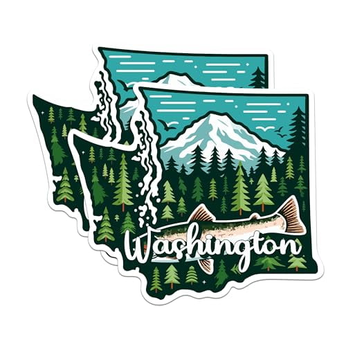 (2 Pack) Washington State Shape Stickers - WA State Sticker - Choose ...