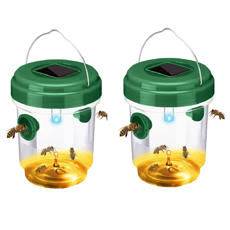 2 Pack Wasp Traps Outdoor Hanging, Solar Bee Trap for Outside, Hornet ...