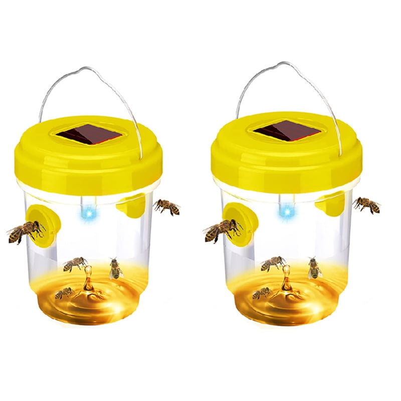 2 Pack Wasp Traps Outdoor Hanging, Solar Bee Trap for Outside, Hornet ...