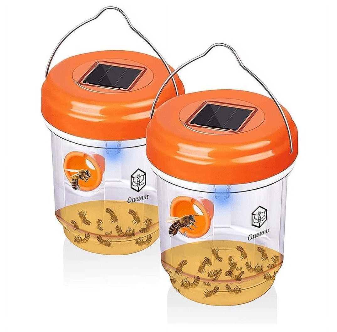 2 Pack Wasp Traps Solar Powered Bee Baits with UV LED Light Outdoor ...