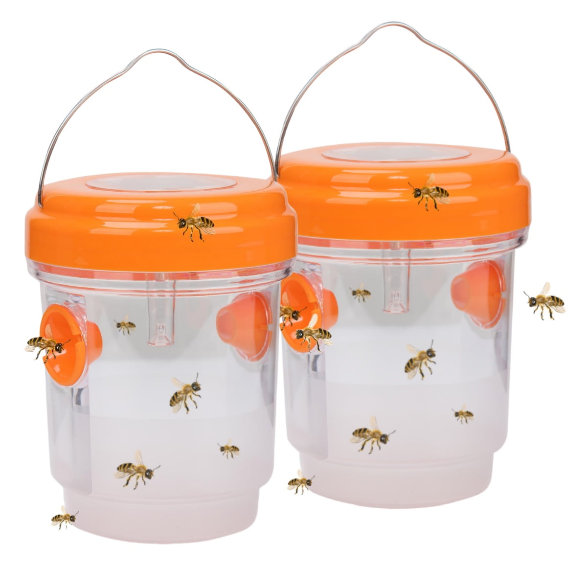 2 Pack Wasp Traps Solar Powered Bee Trap with UV LED Light, Outdoor ...