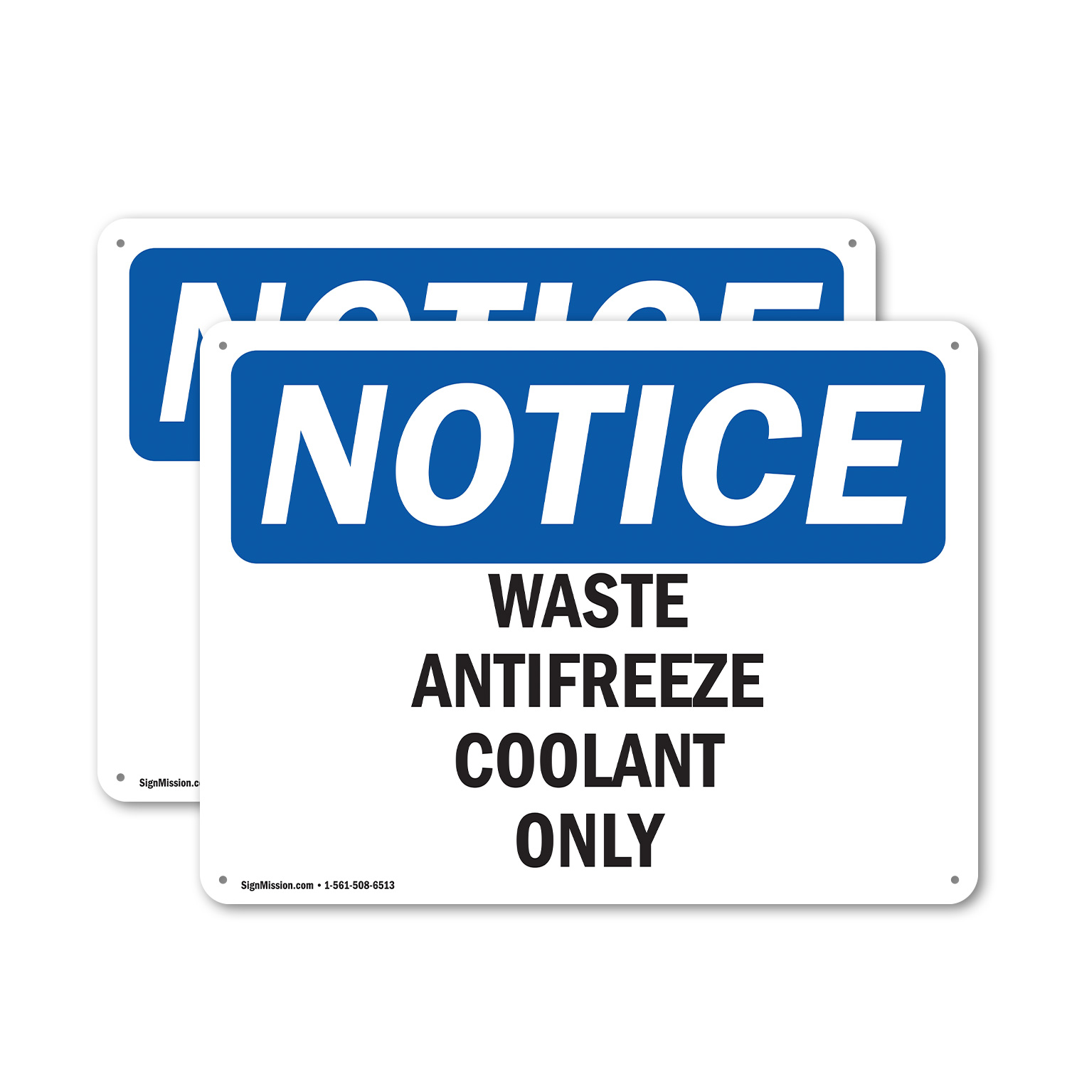 (2 Pack) Waste Antifreeze Coolant Only OSHA Notice Sign 14 Inch X 10 ...