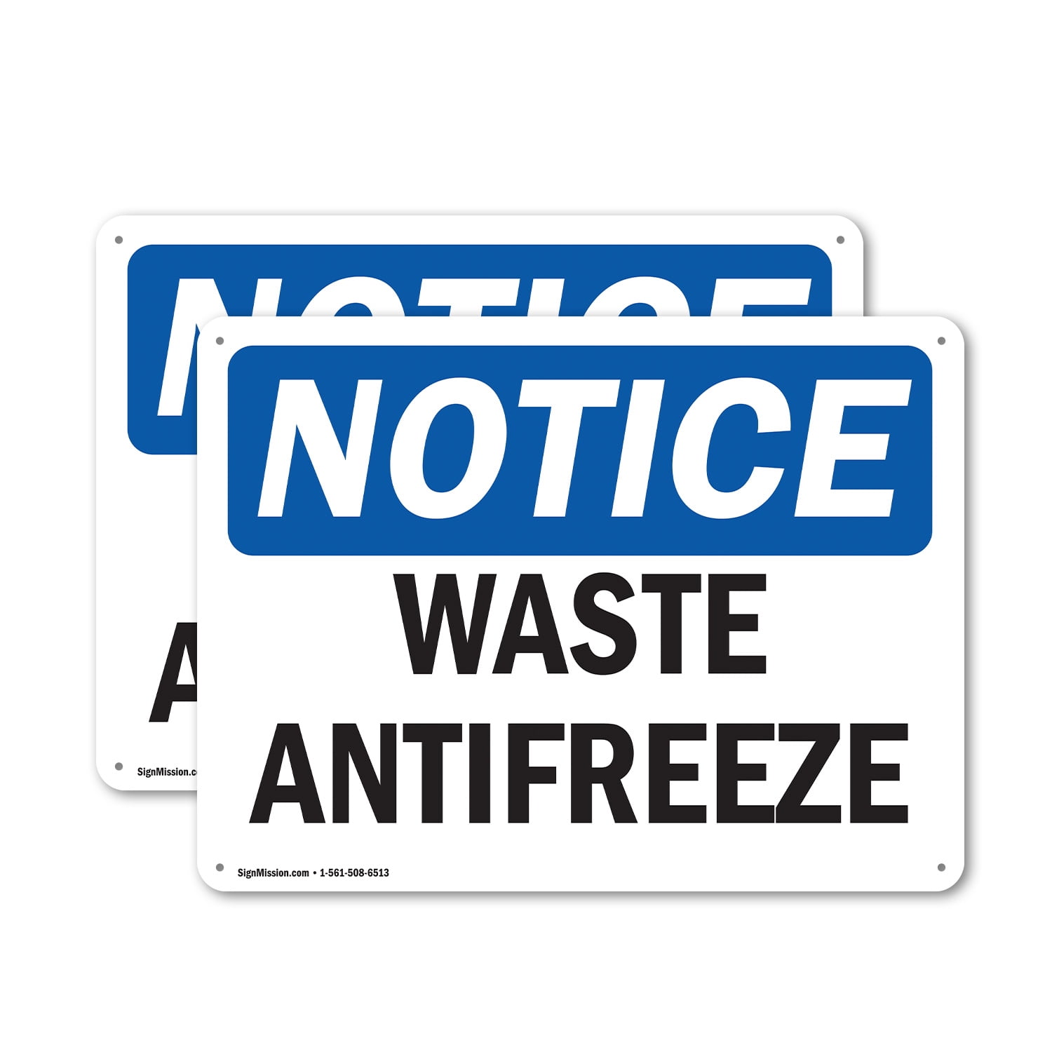 (2 Pack) Waste Antifreeze OSHA Notice Sign 24 Inch X 18 Inch Plastic ...