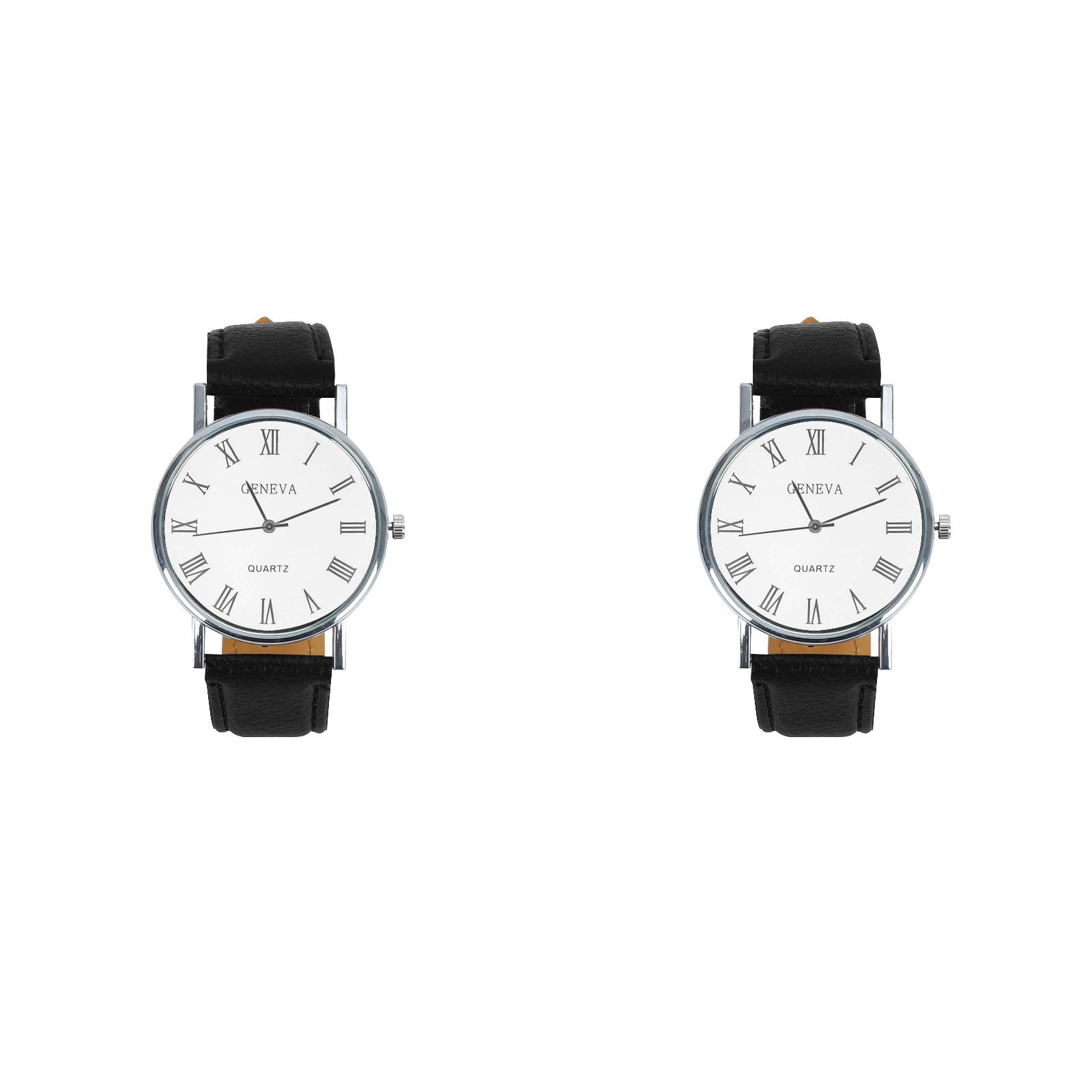 2 Pack,Watch Men's Roman Fashion 110 Belt Men's Watch Vibrating Alarm ...