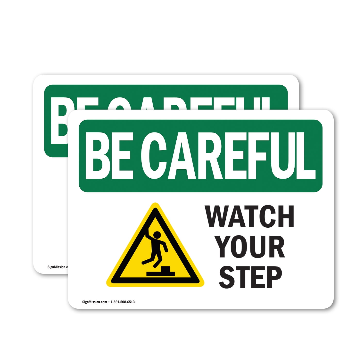 (2 Pack) Watch Your Step OSHA Be Careful Sign 10 Inch X 7 Inch Plastic ...