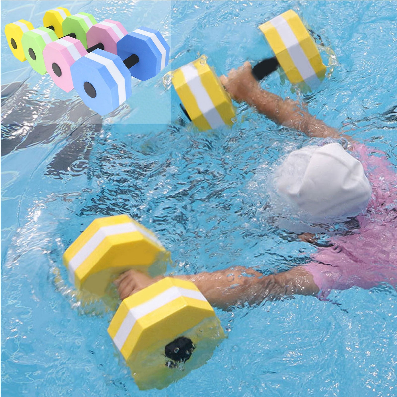 2-Pack Water Aerobics Dumbbells | EVA Foam Aquatic Barbells for Pool ...