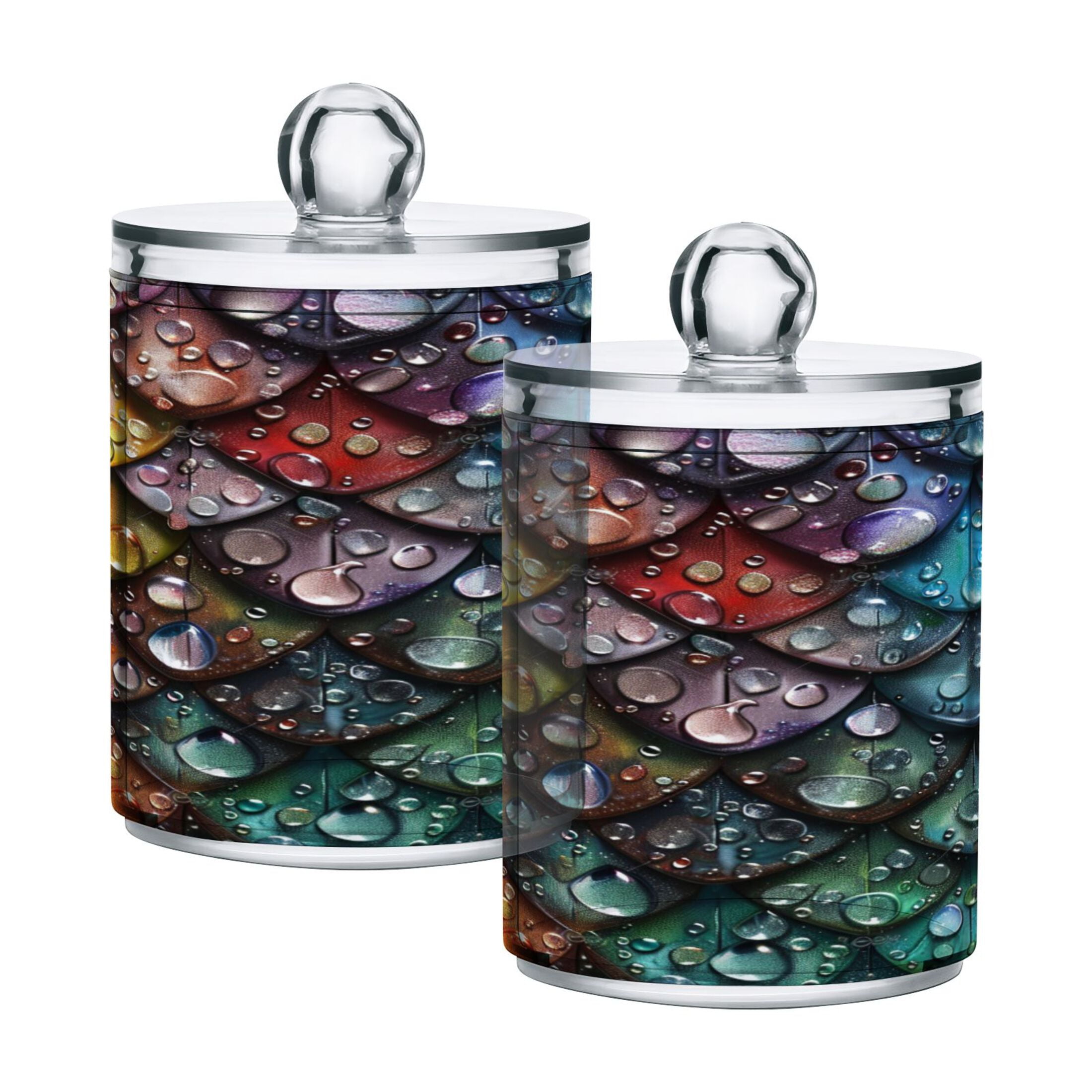 2 Pack Water Droplets on Dragon Scales Qtip Holder Dispenser Clear ...