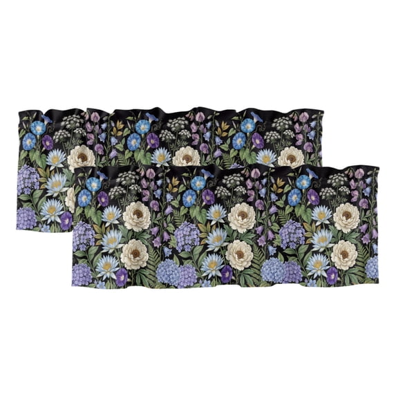 2 Pack Water Lily Hydrangeas Ferns Valance for Window Botanical Vintage ...