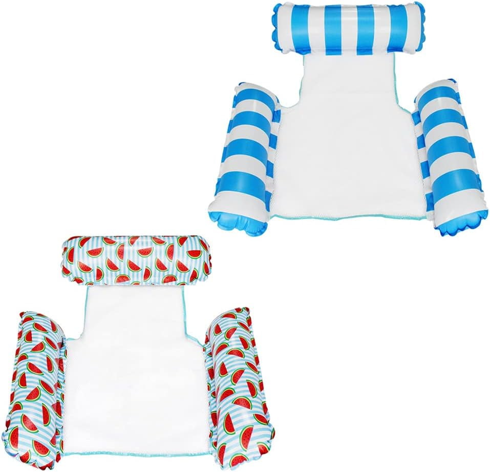 2-Pack Water Lounger Pool Chair Lounge, Inflatable Pool Float, Multi ...