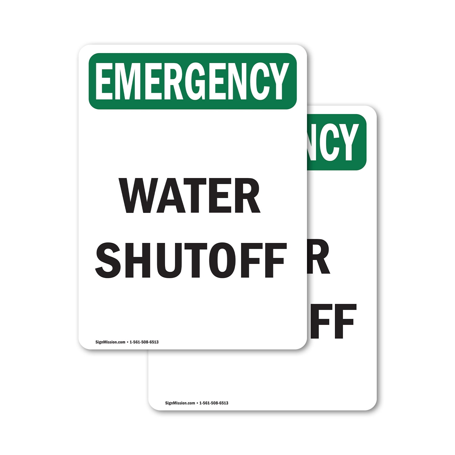 (2 Pack) Water Shutoff OSHA Emergency Sign 10 Inch X 14 Inch Vinyl ...