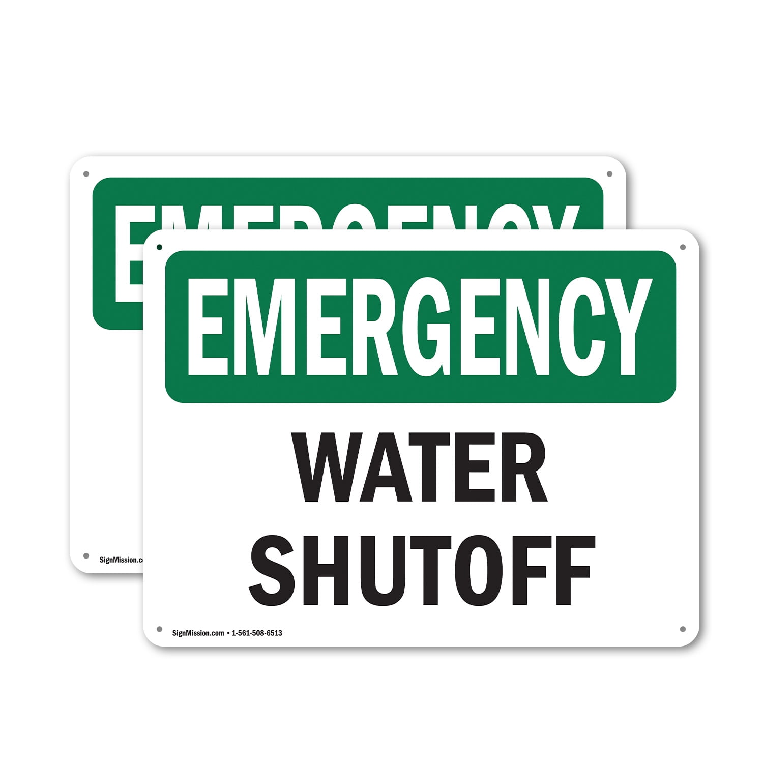 (2 Pack) Water Shutoff OSHA Emergency Sign 18 Inch X 12 Inch Plastic ...
