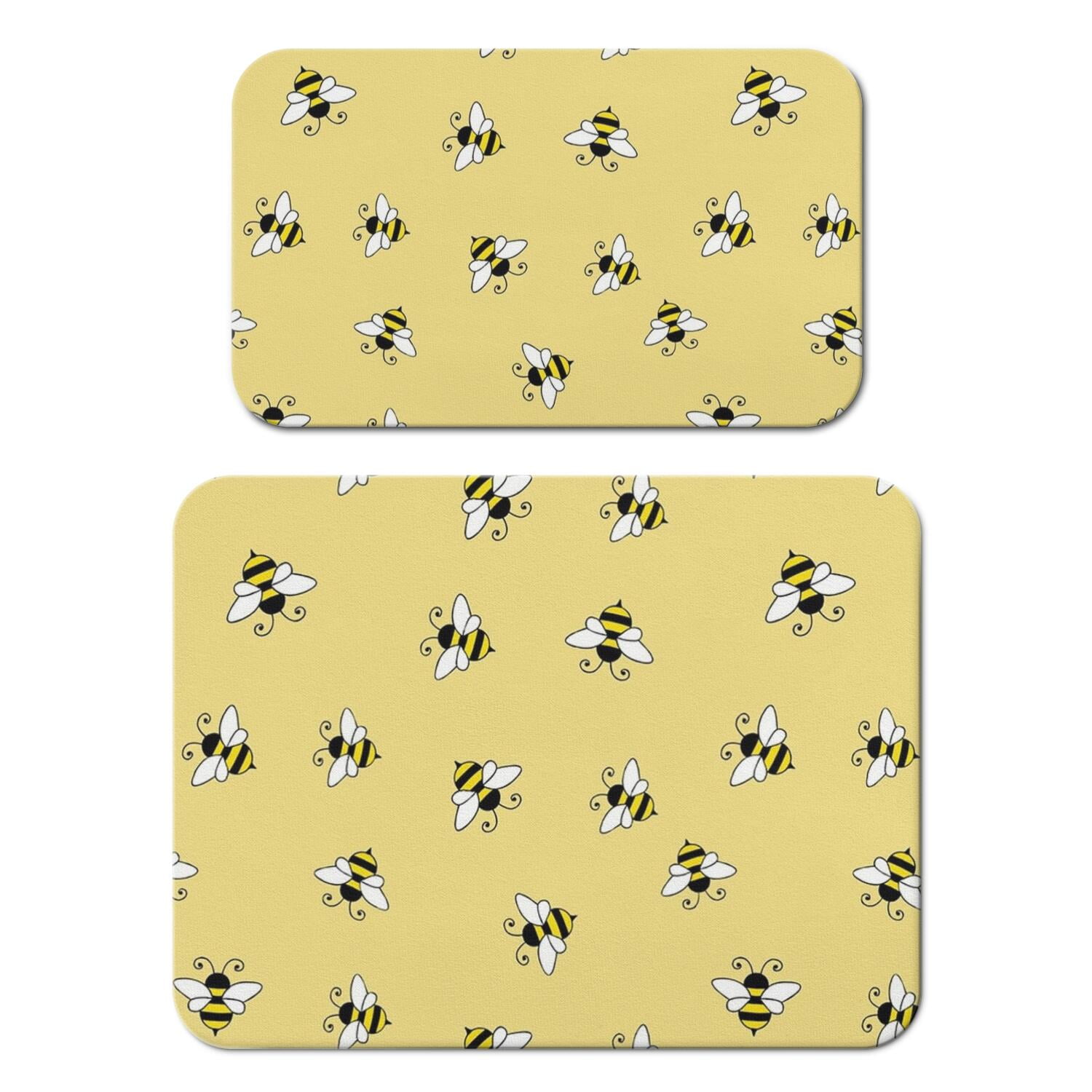 2 Pack Watercolor Bee and Honeycomb Coffee Station Mats - Non-Slip ...