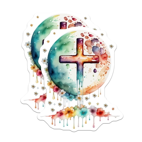 (2 Pack) Watercolor Cross Magnets - Spiritual Faith Refrigerator Decor ...