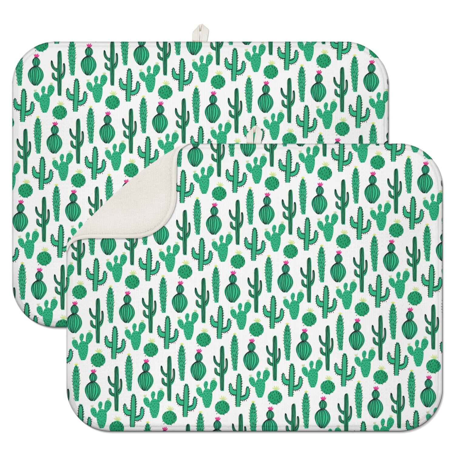 2 Pack Watercolor Desert Cactus Drying Mats Foldable Countertop ...