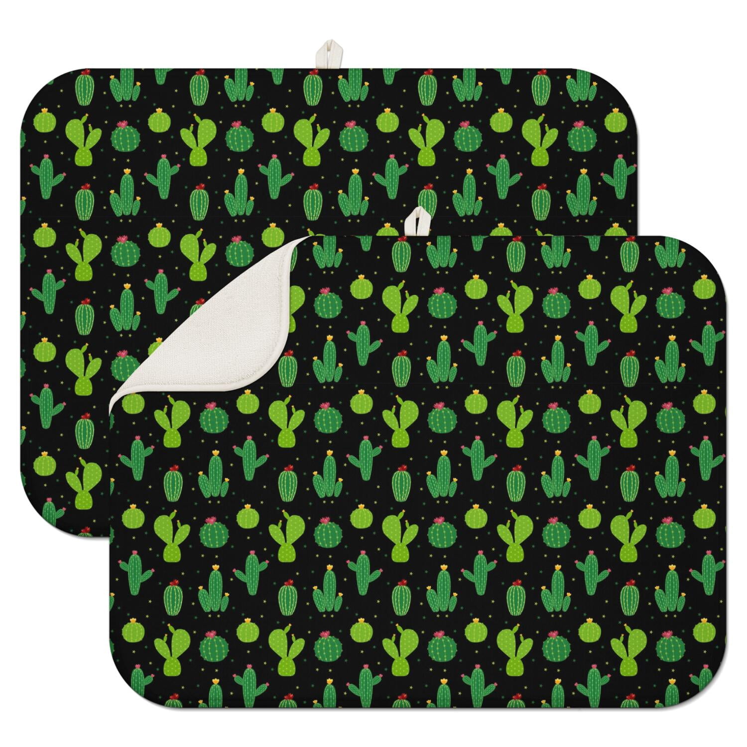 2 Pack Watercolor Desert Cactus Drying Mats Foldable Countertop ...