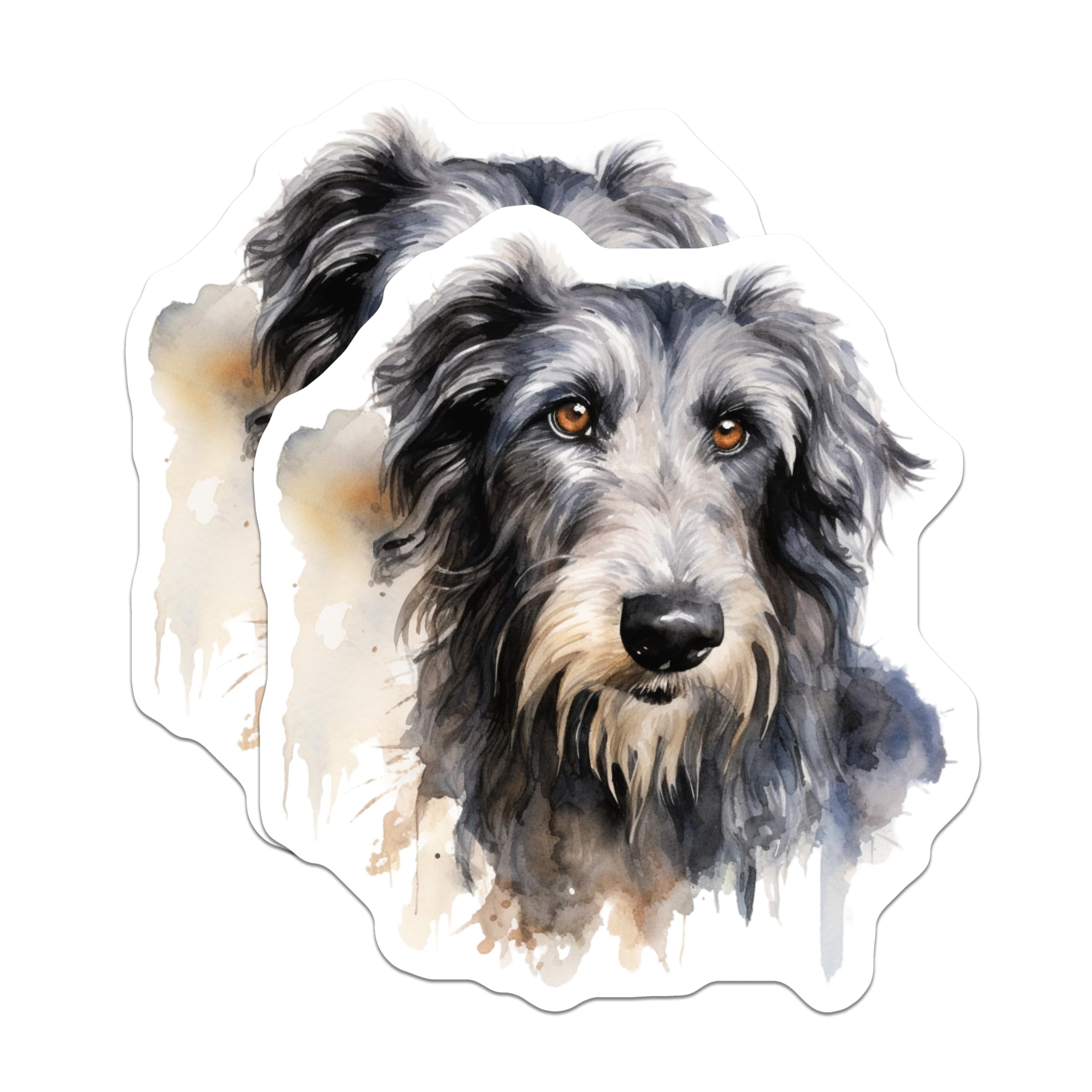 (2 Pack) Watercolor Dog Stickers - Shaggy Hound Art - Scruffy Pet Decal ...