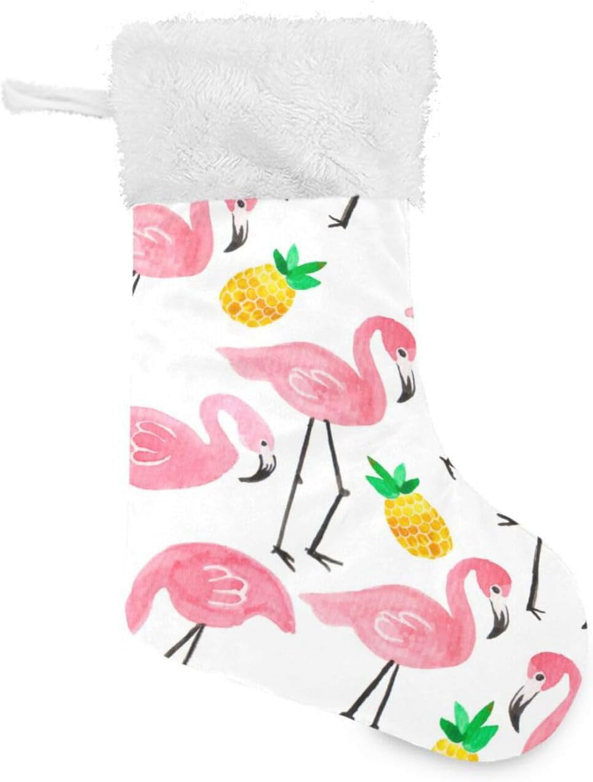 2 Pack Watercolor Pink Flamingo Christmas Stockings 17.7 Inch Gift ...