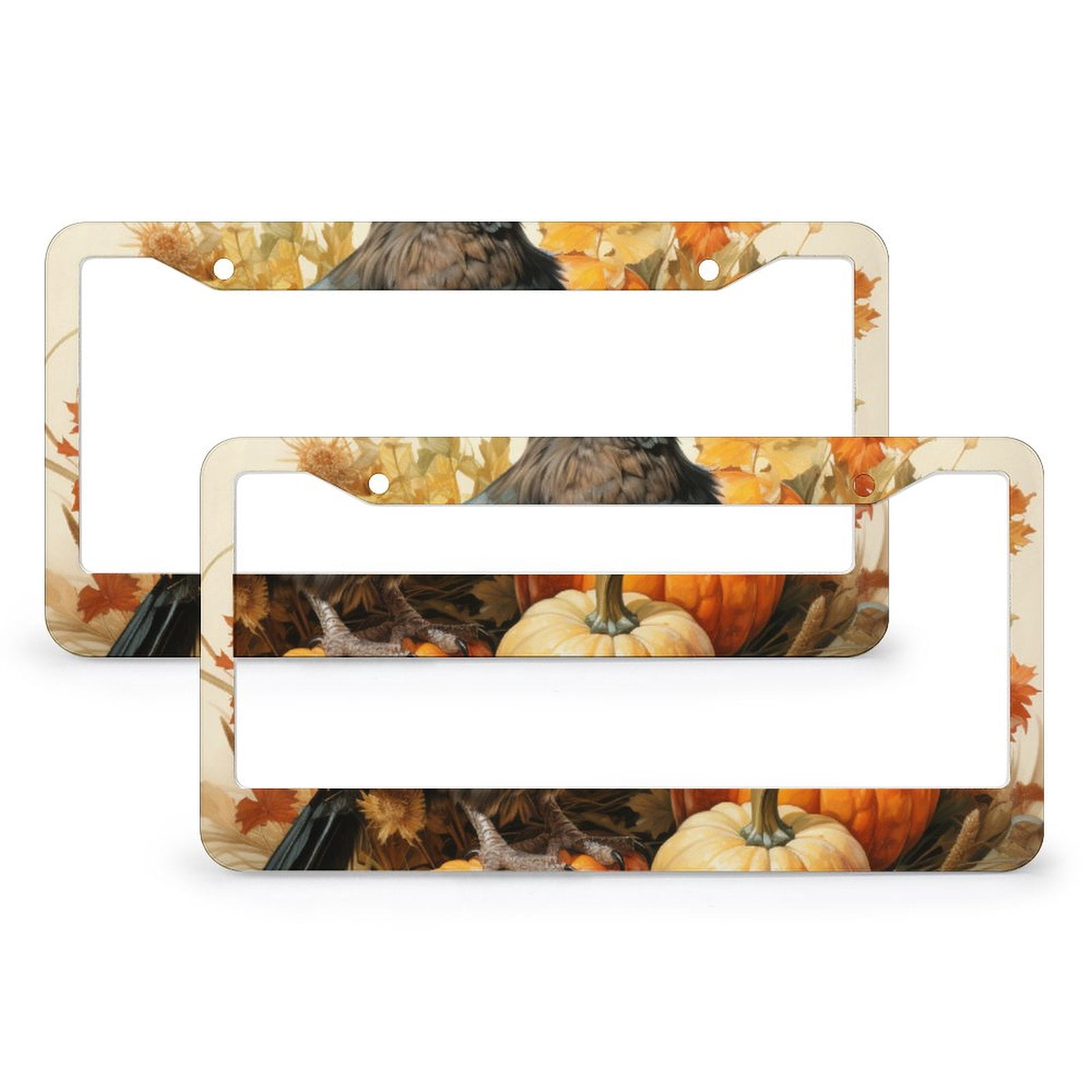 2 Pack Watercolor Pumpkin Turkey Autumn Harvest License Plate Frames ...