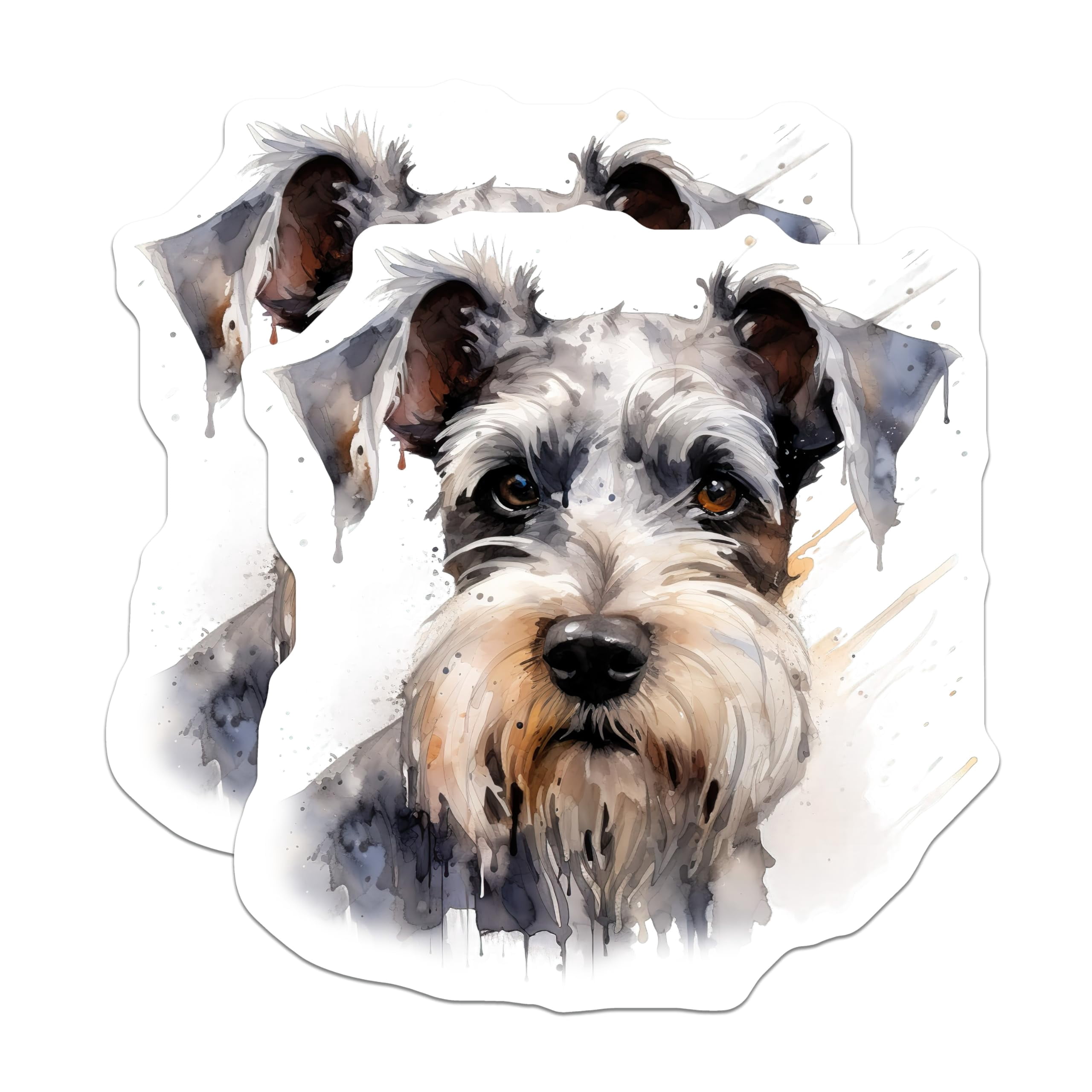 (2 Pack) Watercolor Schnauzer Stickers - Dog Mom Pet Art Decals ...